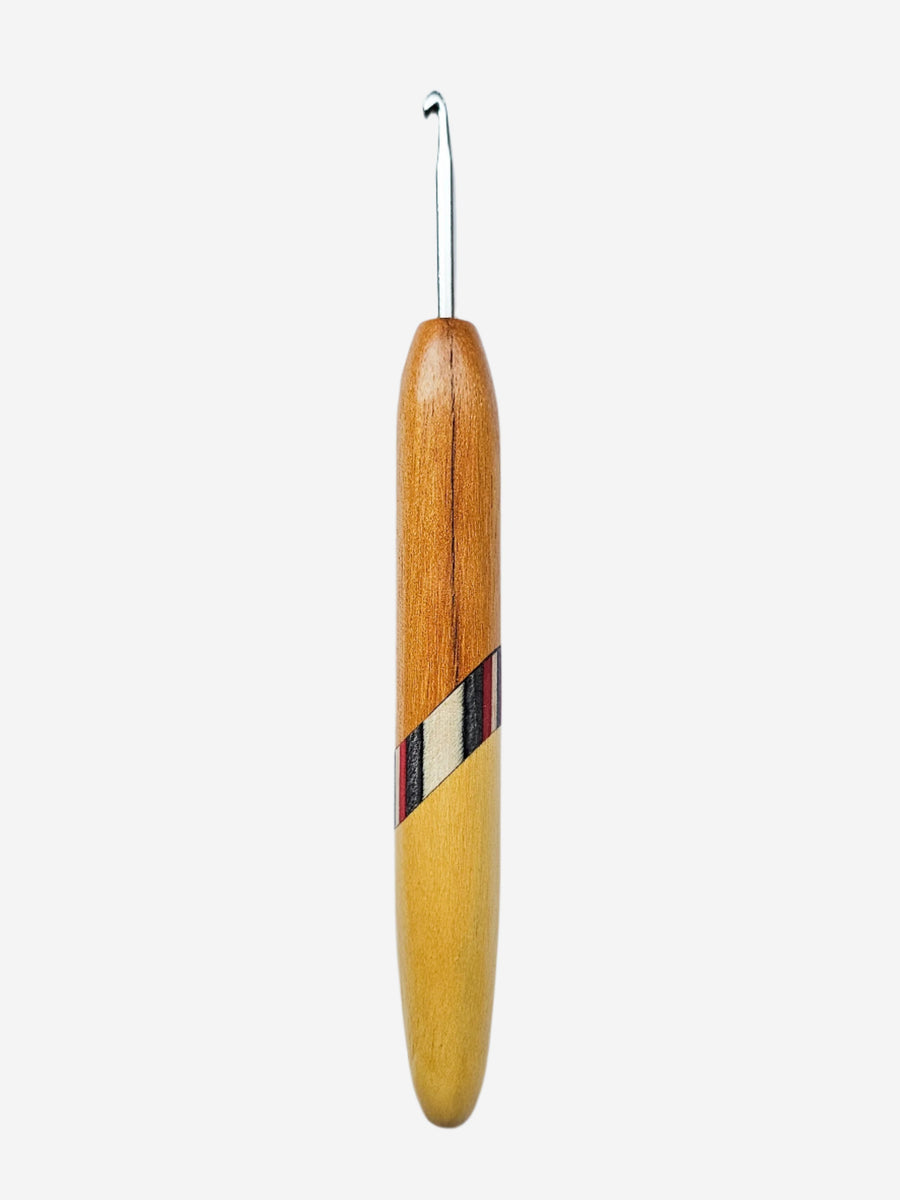 04.00mm Osage Orange + Blue/Red Spectraply + Yellowheart Metal Crochet ...